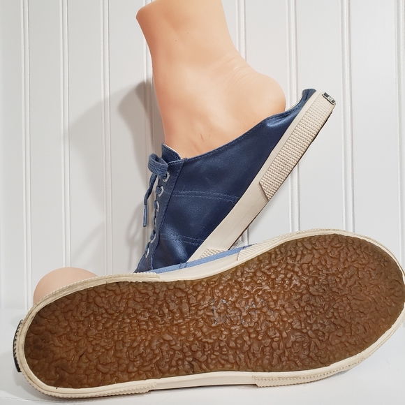 Superga | Shoes | Superga Blue Satin Slide Sneakers Sz | Poshmark